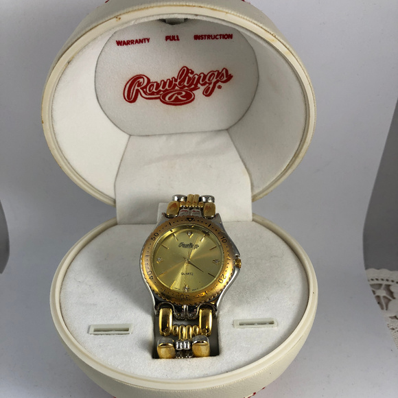 Rawlings | Accessories | Rawling Gold Watch Unique Baseball Clamshell ...